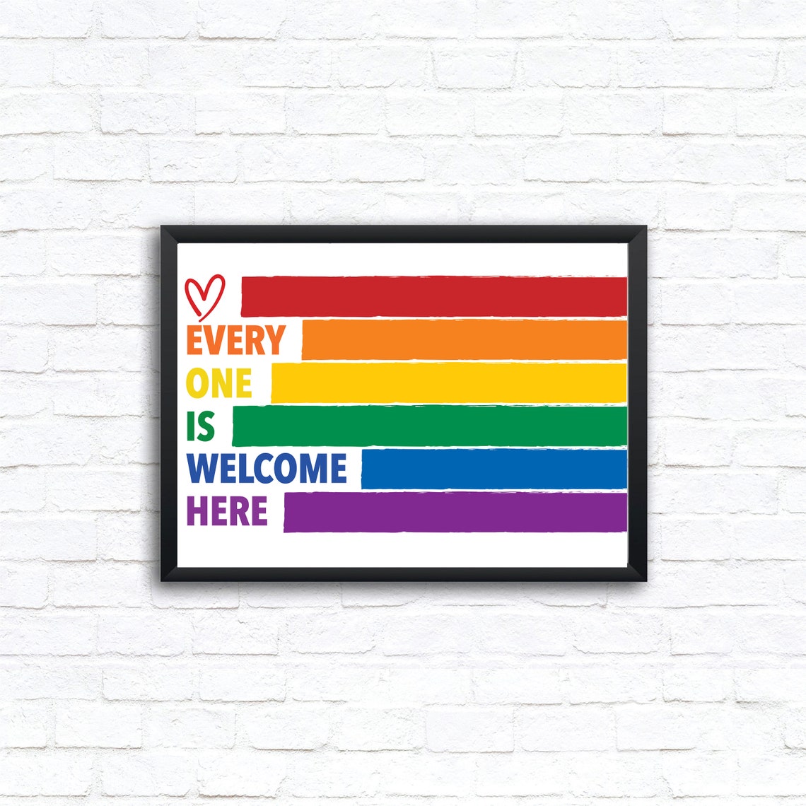 Rainbow Everyone is Welcome Here Wall Print | Classroom Poster ...
