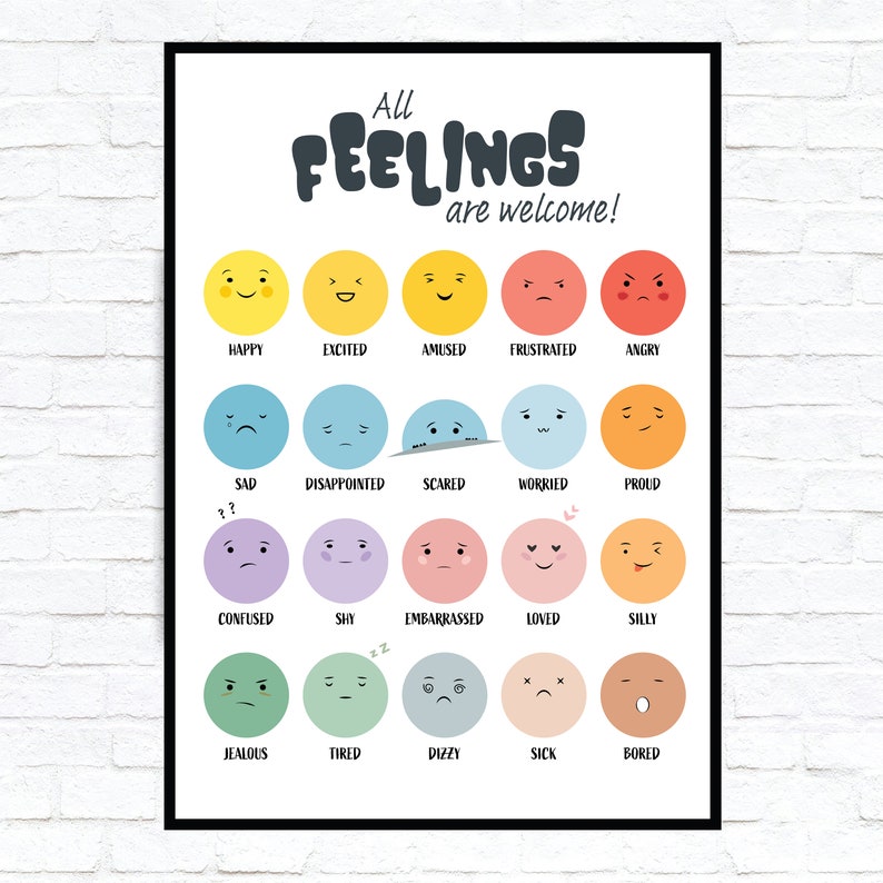 Feelings Poster Emotions Poster All Feelings Are Welcome - Etsy