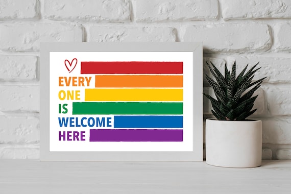 Rainbow Everyone is Welcome Here Wall Print Classroom Poster | Etsy UK