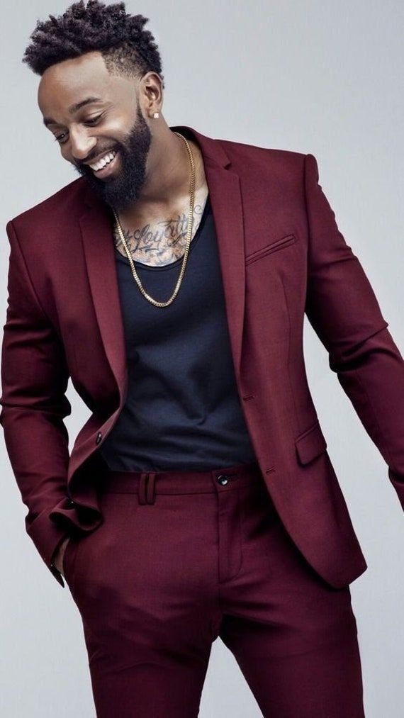 Men Maroon Suit Maroon Groomsmen Suit Formal Slim Fit Elegant - Etsy