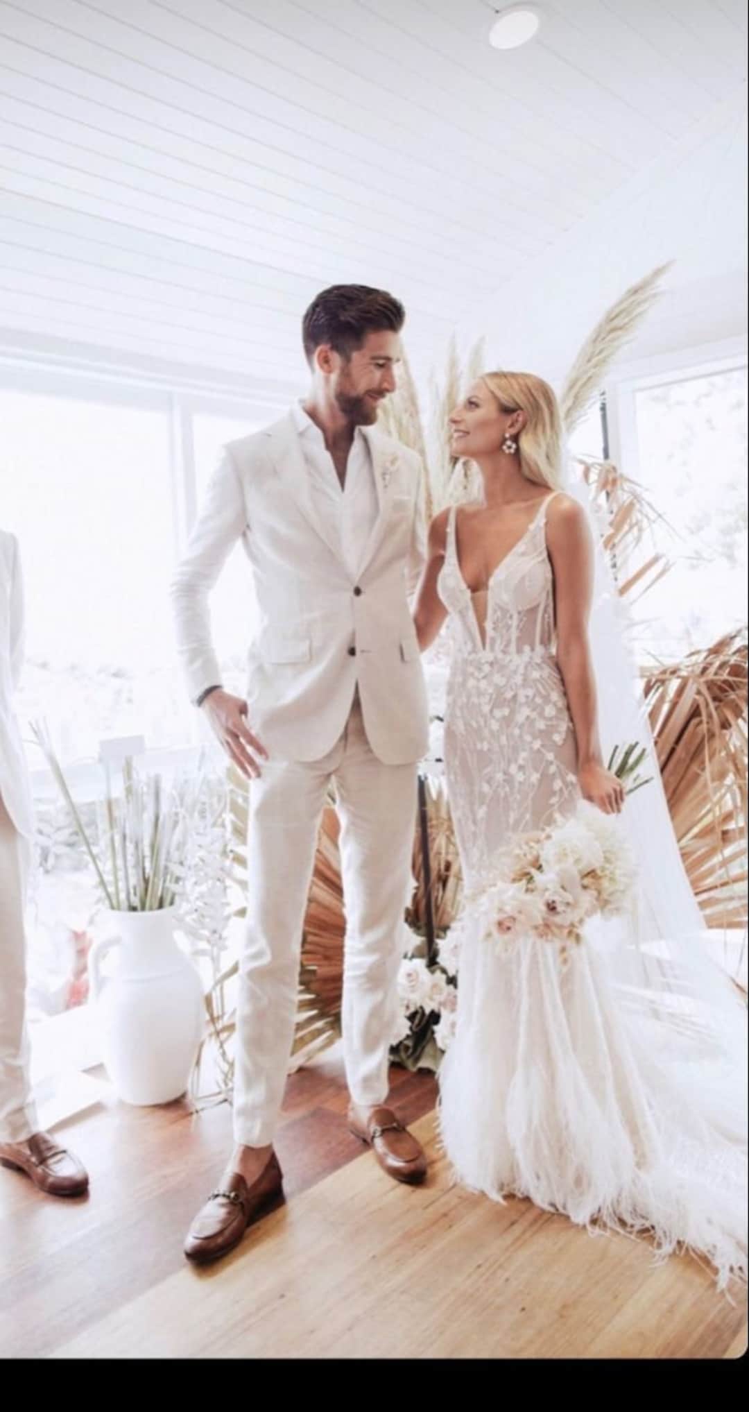 Men Linen 2 Piece 100 Linen Suit Beach Wedding Suit Summer Suit Men