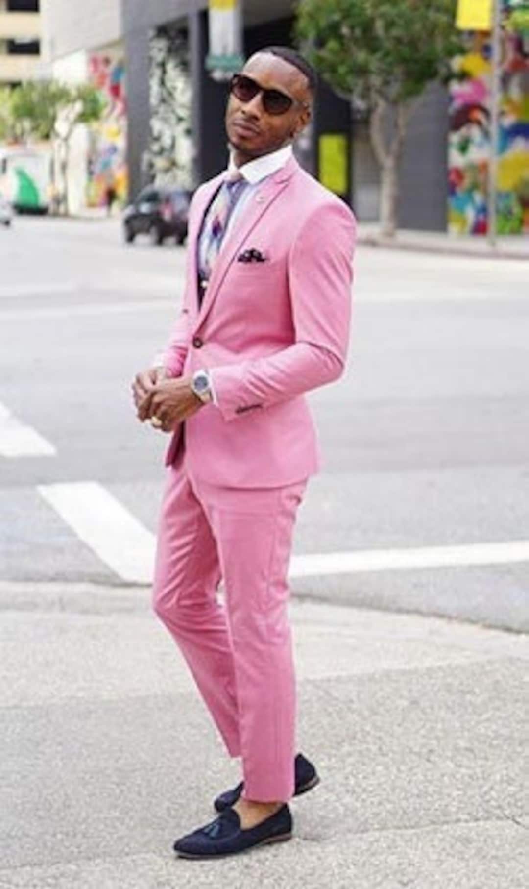 Men Pink Suit 2 Piece Men Suit Beach Wedding Suit Pink - Etsy