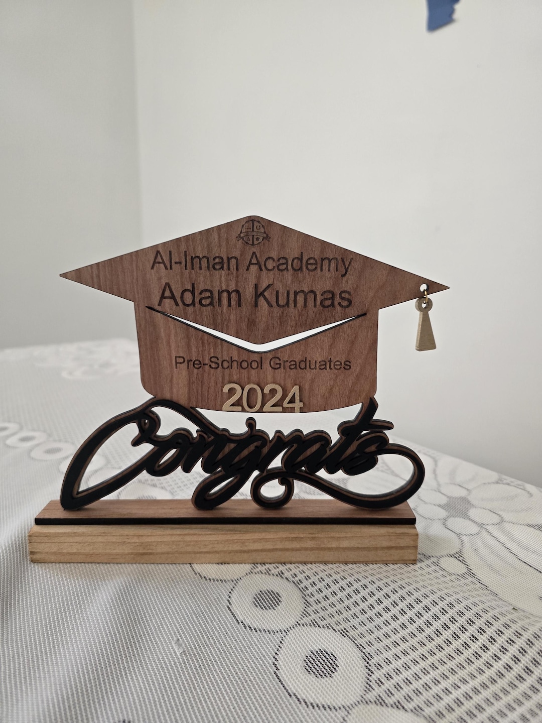 Personalized Wooden Graduation Trophy | Custom Name Plaque | Preschool ...