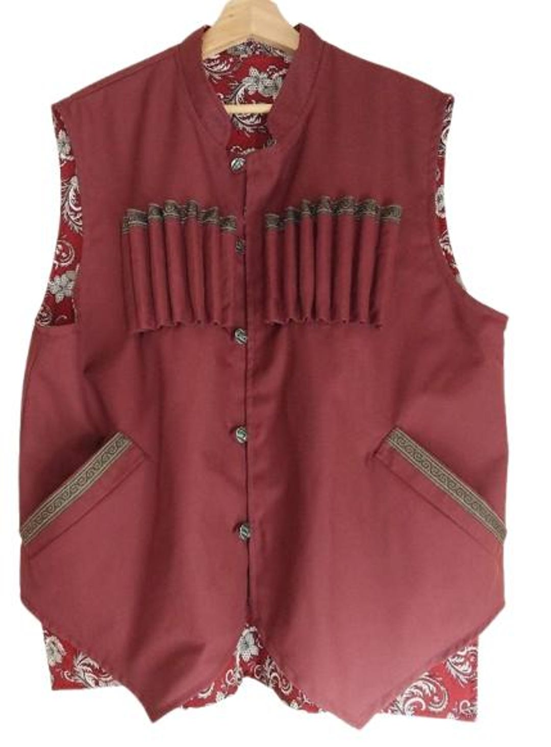 Georgian Chokha Vest for Men, Handmade Burgundy Wool Vest , Traditional ...