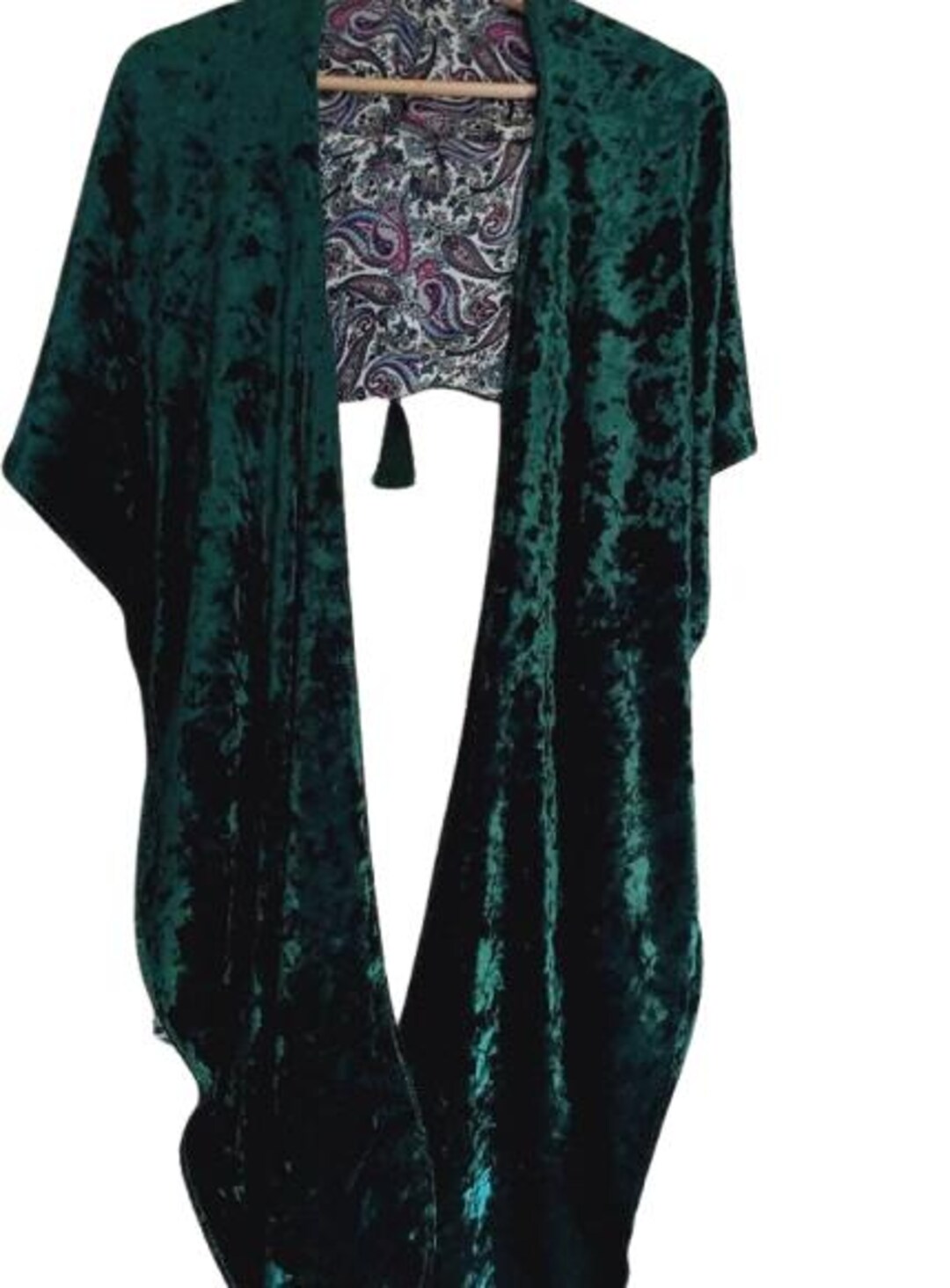Handmade Velvet Hooded Scarf, Green Kabalakhi With Paisley Lining - Etsy