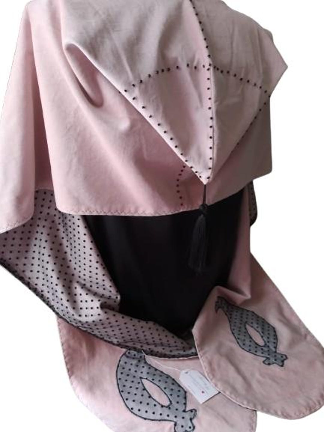 Pink Velvet Hooded Scarf, Georgian Kabalakhi, Tassel & Beads - Etsy