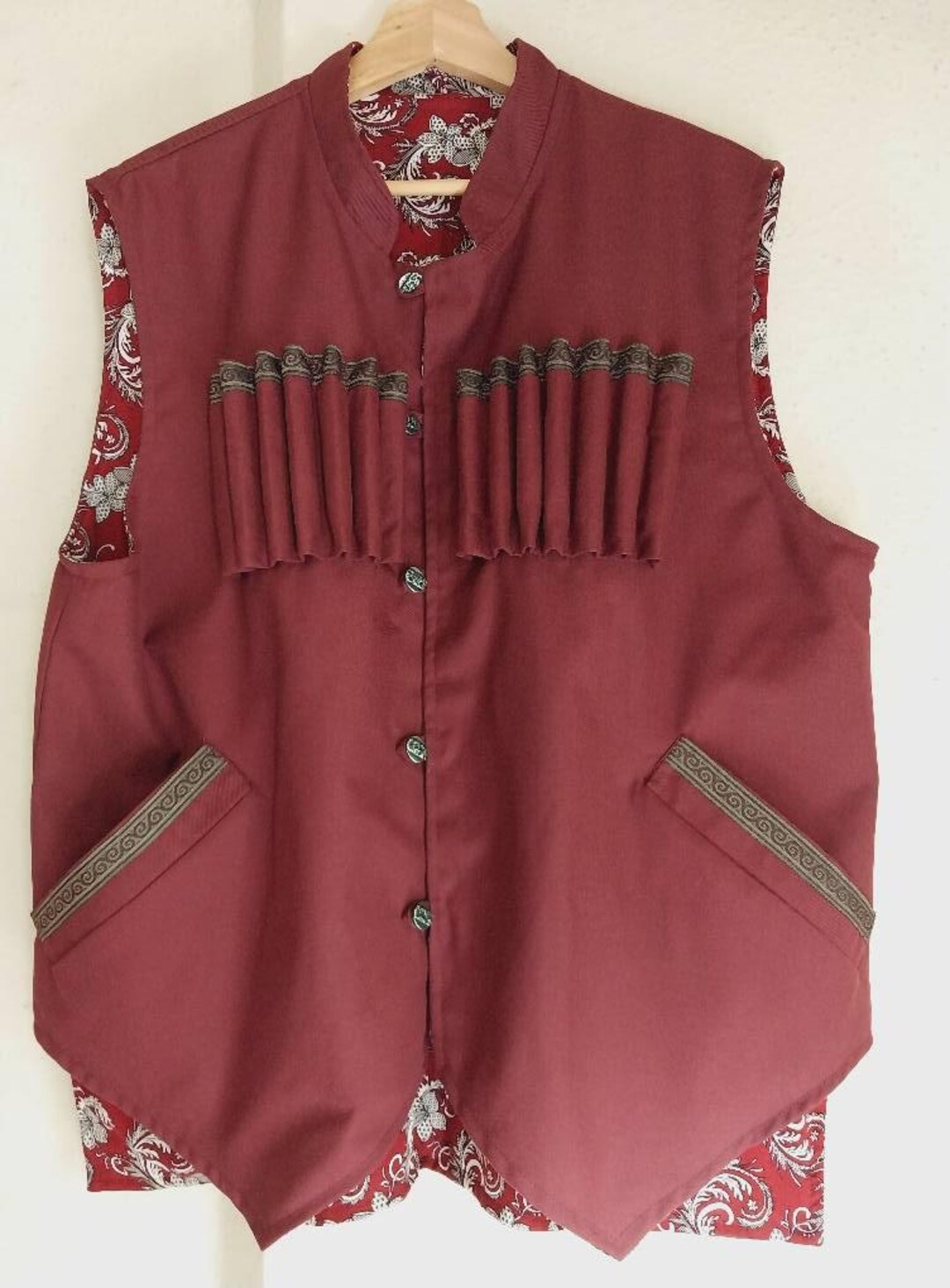 Traditional Vest, Georgia, Chokha, Vest With Chokha Elements, Burgundy ...