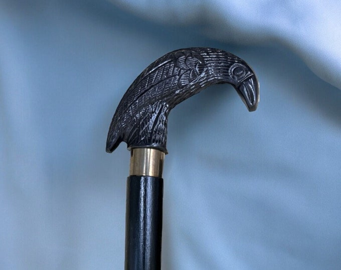 36 Black Finish Raven Crow Walking Wood Cane Brass Handle Men, Women ...