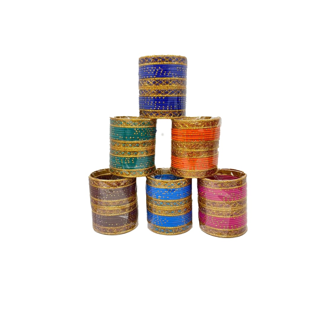 Indian Kids Metal Bangles Multiple Color With Gold Churiya Chudiya ...