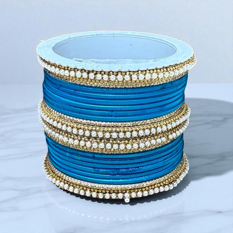 7005 - Indian Metal Bangle Set of 20 Kangan Chudiyan Churiyan Red Blue ...