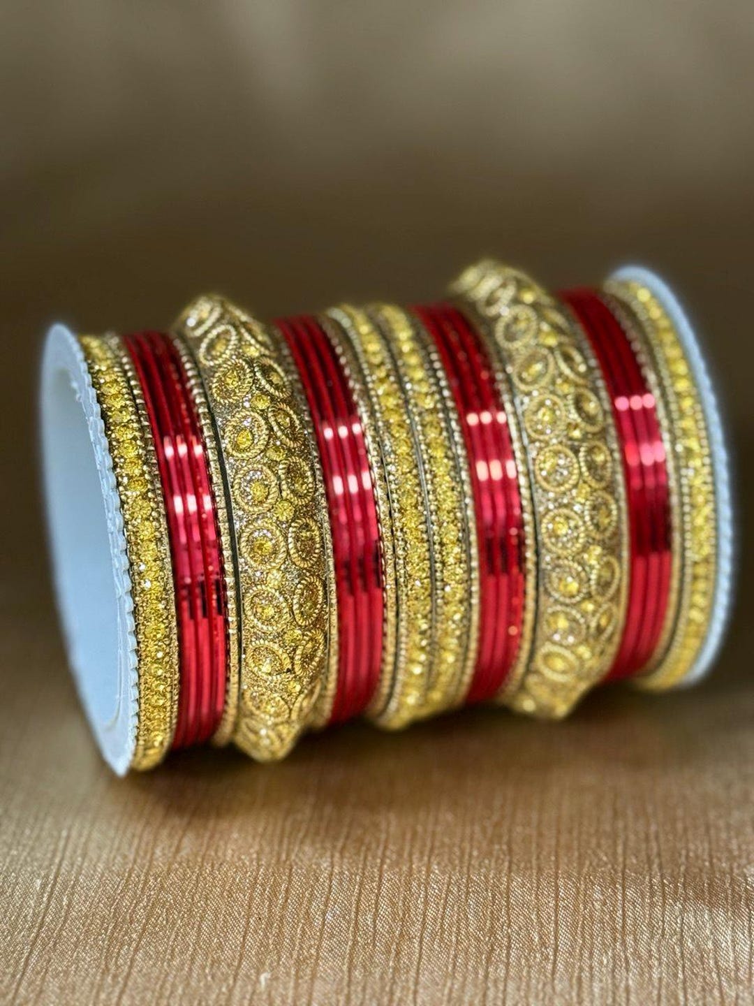 1181red - Red COLOR Indian Bridal Gold Chuda & Red Kangan Churiyan ...