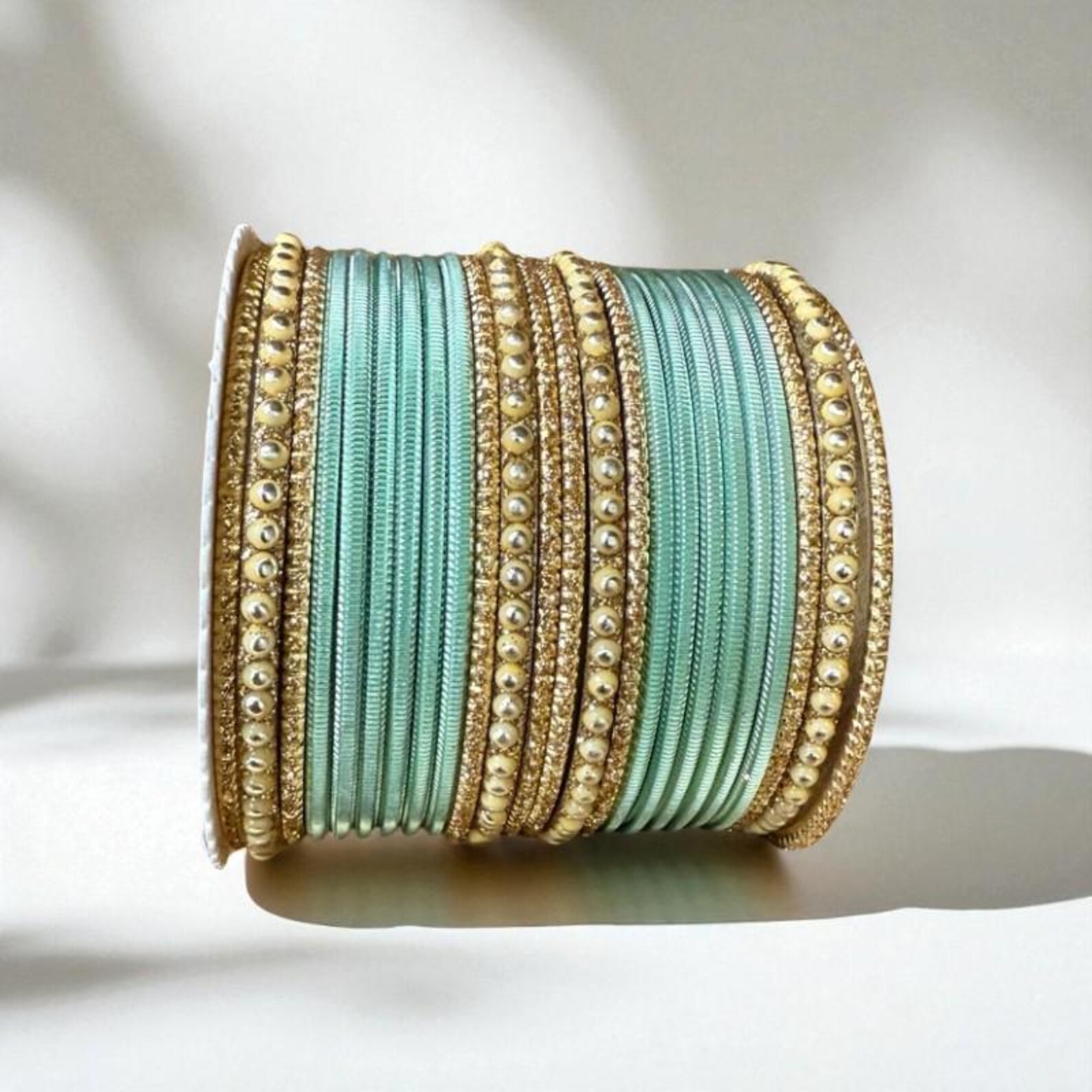 7002G - Colorful Gold Festive Metal Bangle Set Stone-studded ...