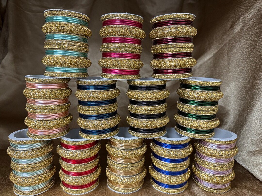 1181GLD - Indian Colorful Bangle Kada Kangan Set Bridal, Wedding Gift ...