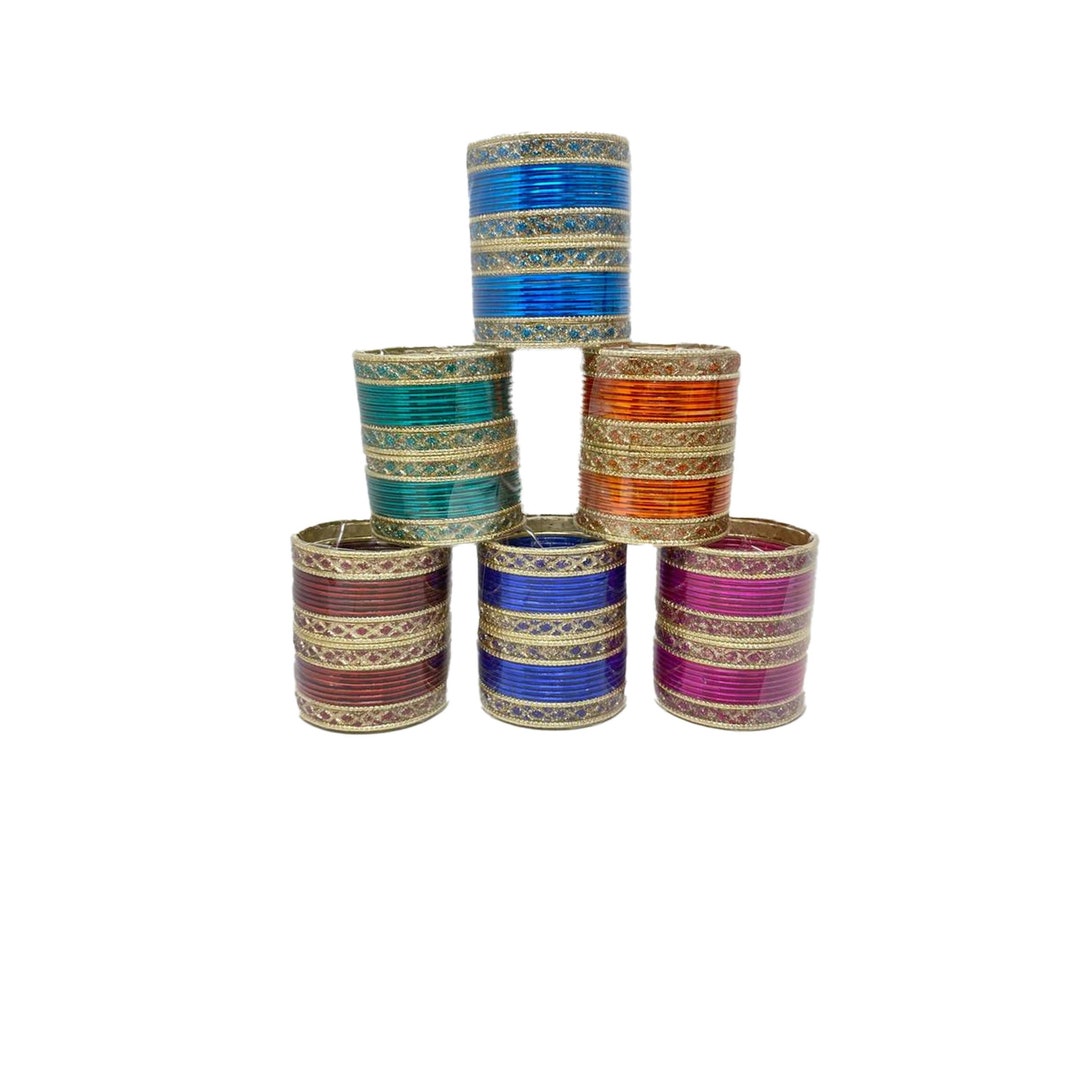 Indian Kids Metal Bangles Multiple Color With Gold Churiya Chudiya ...