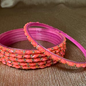 Project - Indian Glass Bangles Churiyan Set With Handwork Pack of 6 - Etsy