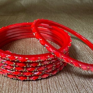 Project - Indian Glass Bangles Churiyan Set With Handwork Pack of 12 - Etsy