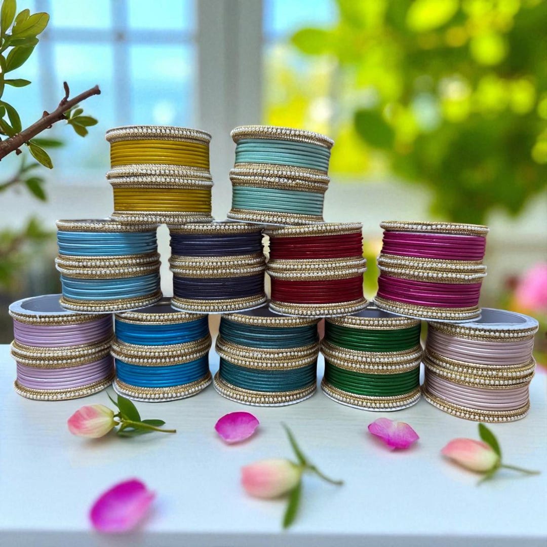 7005 - Indian Metal Bangle Set of 20 Kangan Chudiyan Churiyan Red Blue ...