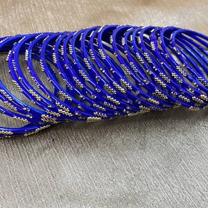 Indian 24 Pcs Royal Blue Metal Bangles Churiyan Set Available in ...