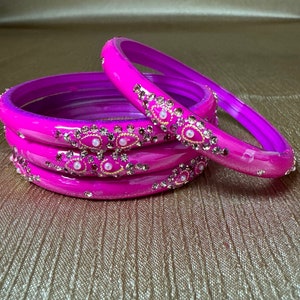 Ghunghat Glass Bangles - Set of 4 Elegant Bracelets - Etsy
