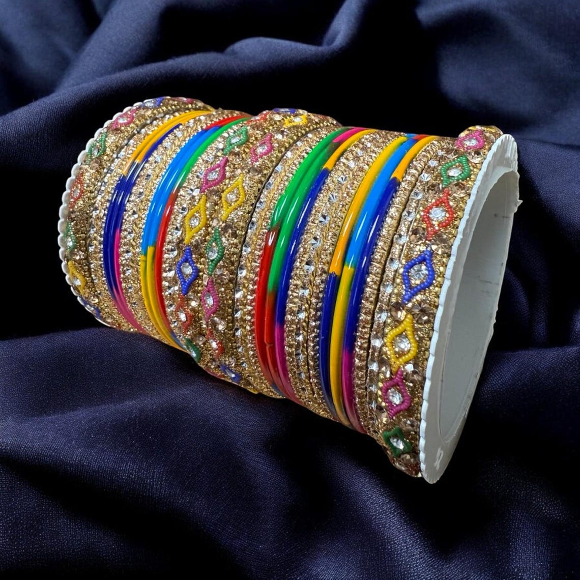 Indian Multi Color Metal Bangle Set Churiyan Bridal Chudiyan #1229 - Etsy