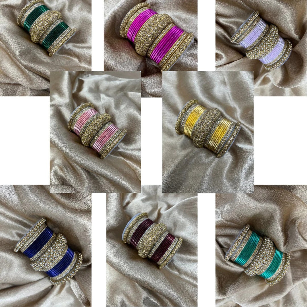 1228 Size 2.4 Indian Bridal Chuda Churiyan Metal Kangan Bangles Set - Etsy