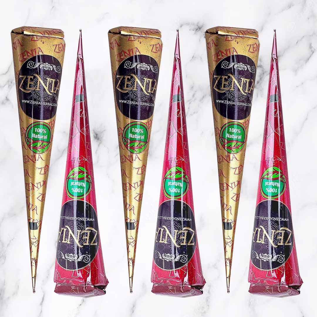 6 Pack Zenia 100% Natural Henna Cones Reddish Brown Color - Etsy