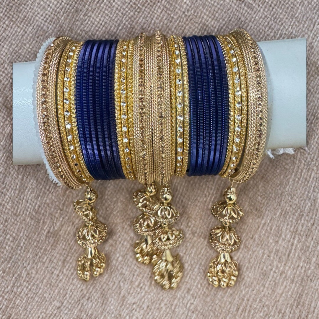 Gold Finish Bangle Set With Kalire for Wedding, Anniversary Indian ...