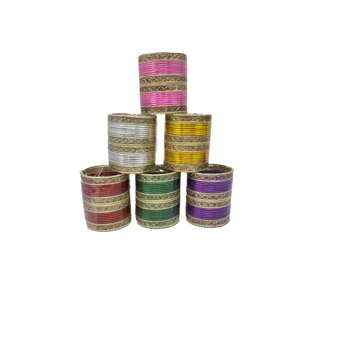 Indian Kids Metal Bangles Multiple Color With Gold Churiya Chudiya ...