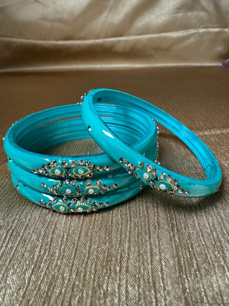 Ghunghat Glass Bangles - Set of 4 Elegant Bracelets - Etsy