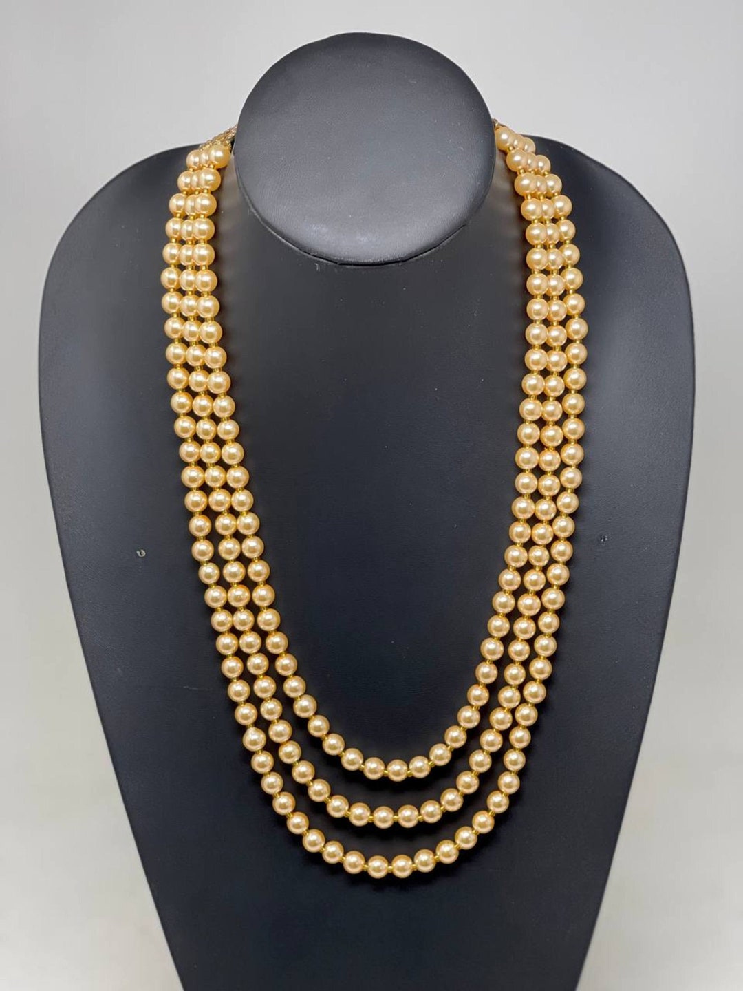 Men's 3 Layer Gold Pearl Mala Set for Groom Dulha Moti Mala Haar Set ...