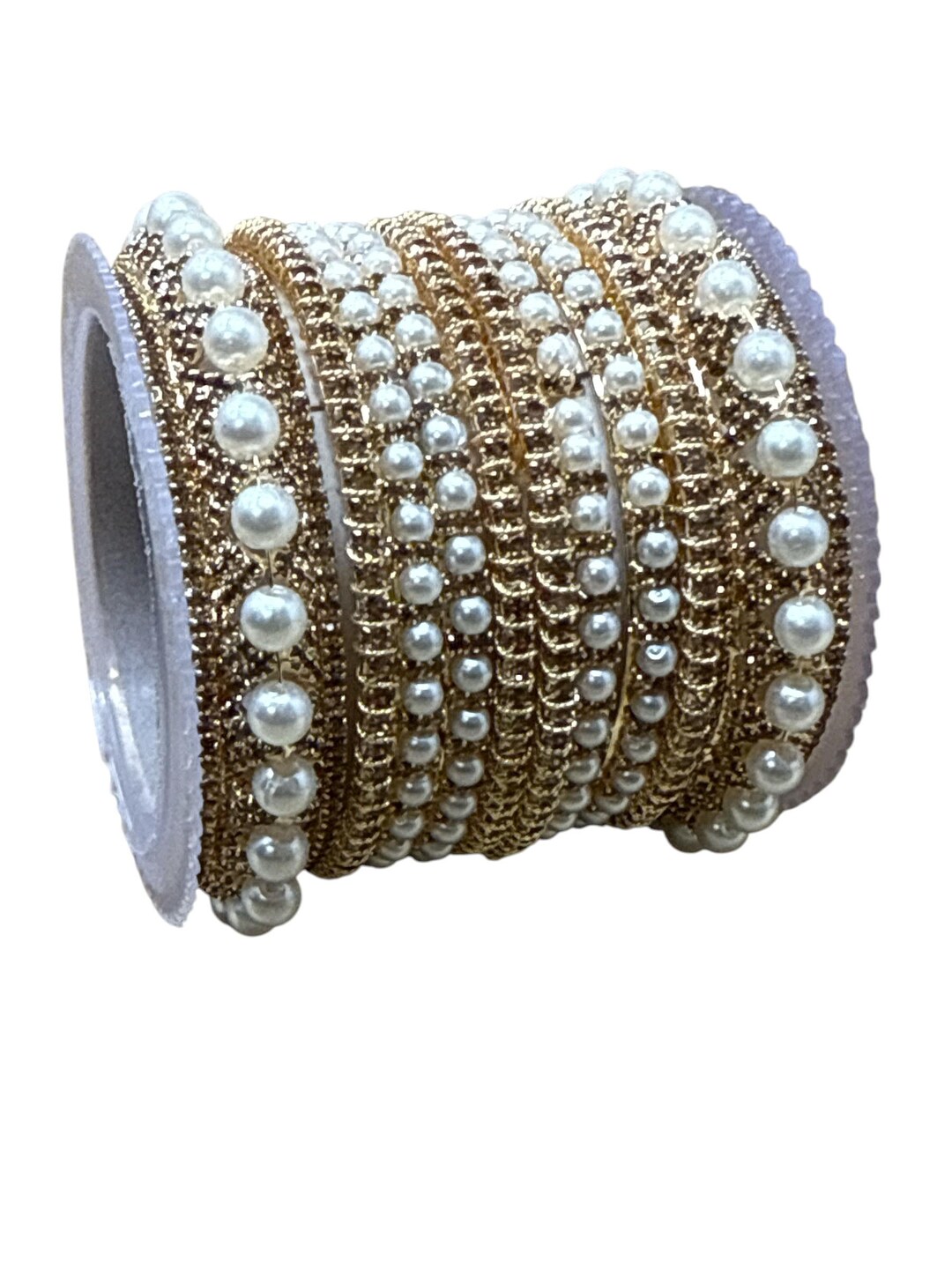 Gold Metal Bangle Set – Pearl Bead Kangan, Indian Churiyan - Etsy
