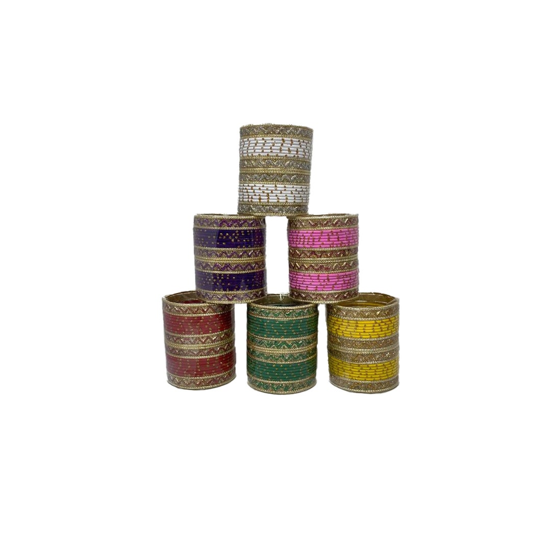 Indian Kids Metal Bangles Multiple Color With Gold Churiya Chudiya ...