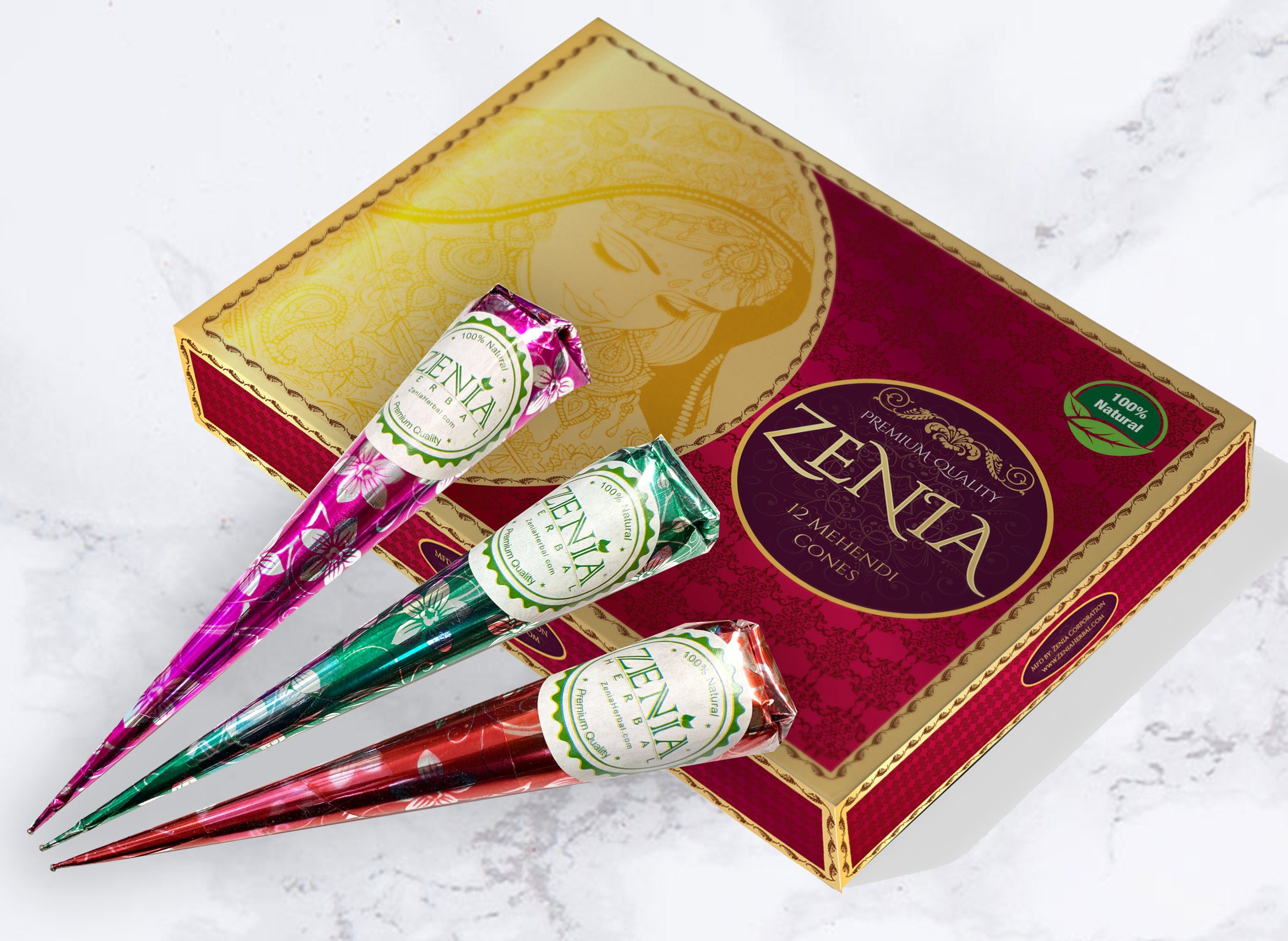 6 Pack Zenia 100% Natural Henna Cones Mehndi Handmade - Etsy