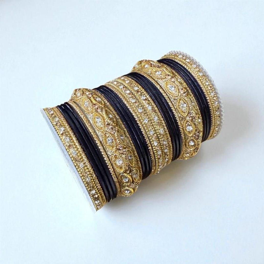1176G Metal Bangle Set With Gold Kada Indian Bridal Churiyan Chudiyan ...