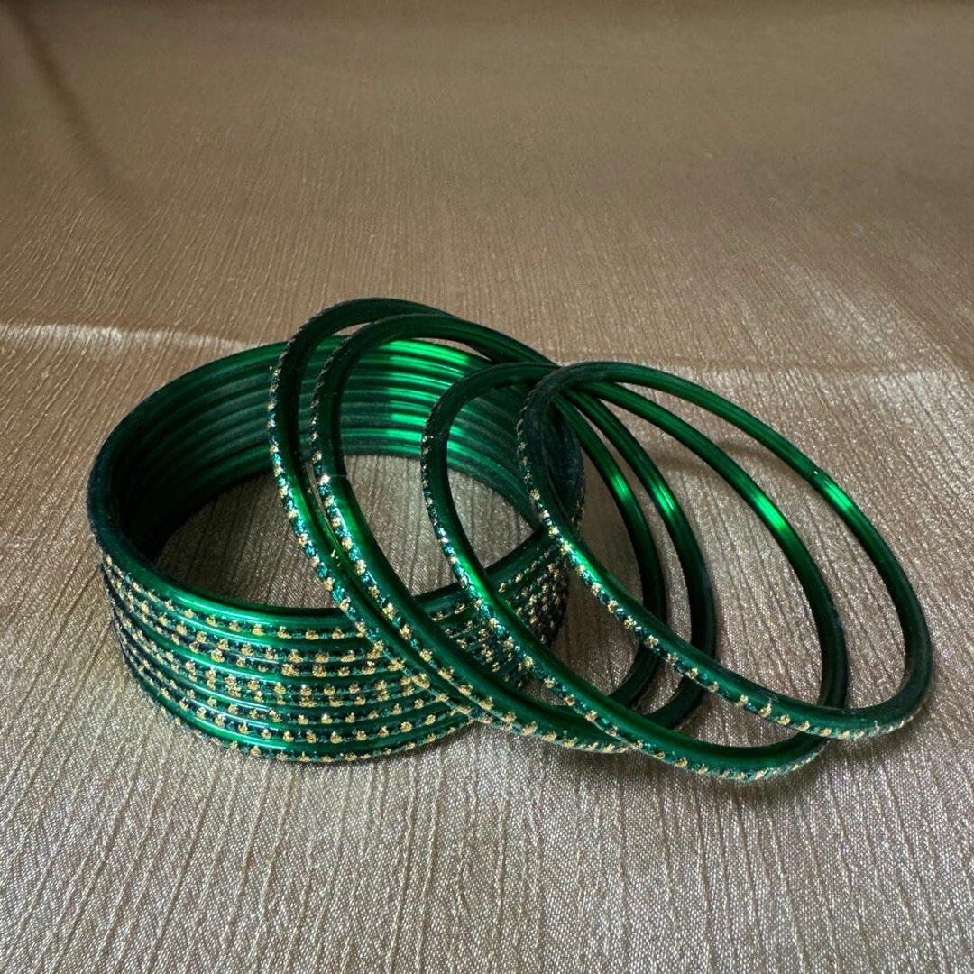 Insaf Green Color Glass Bangle Set Kangan Kanch Ki Churiyan - Etsy