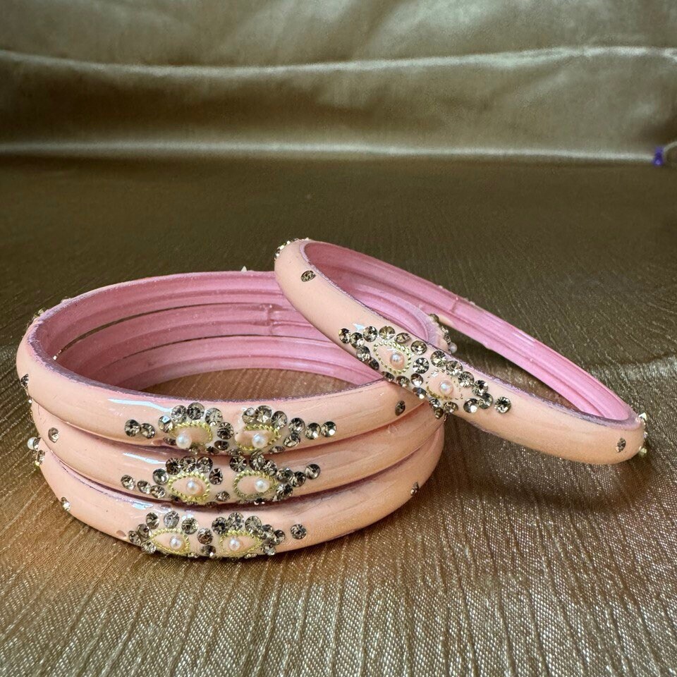 Ghunghat Glass Bangles - Set of 4 Elegant Bracelets - Etsy