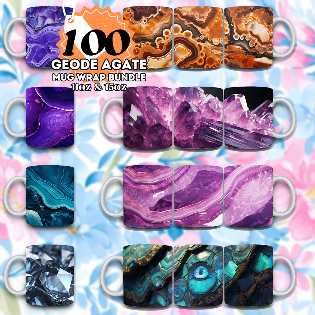 Geode Agate Mug Wrap Bundle: 11oz 15oz Sublimation Designs (digital ...