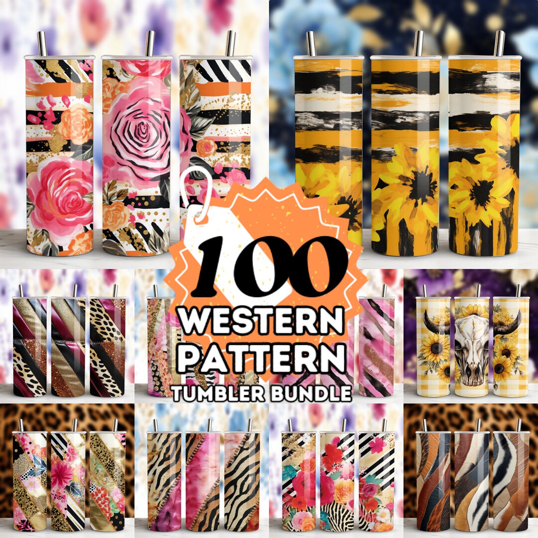 100 Country Western Pattern Tumbler Wrap Bundle, Sunflower Tumbler ...