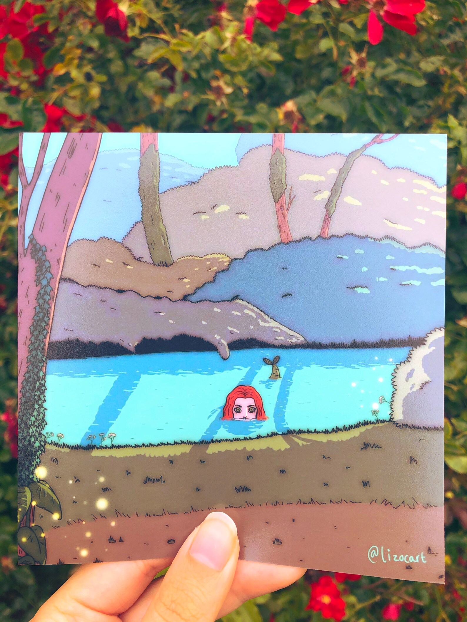 Siren Mermaid Magical Forest Art Print | 5x5 Inches | Studio Ghibli ...