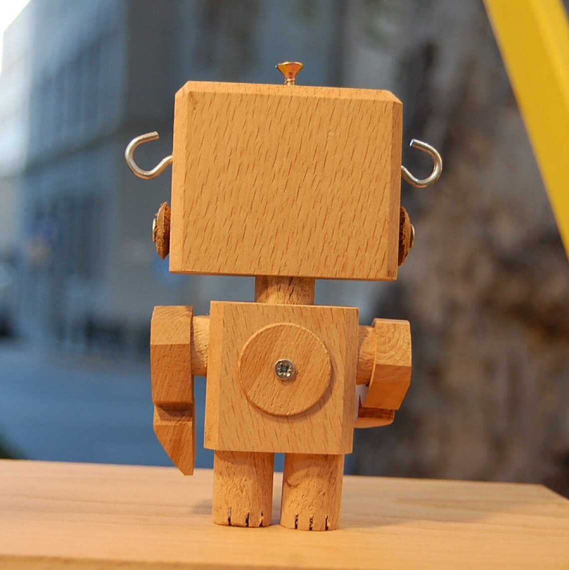 Wooden Robot Hand Made With Recycled Wood, Attach Gears, Bolts, Washers ...