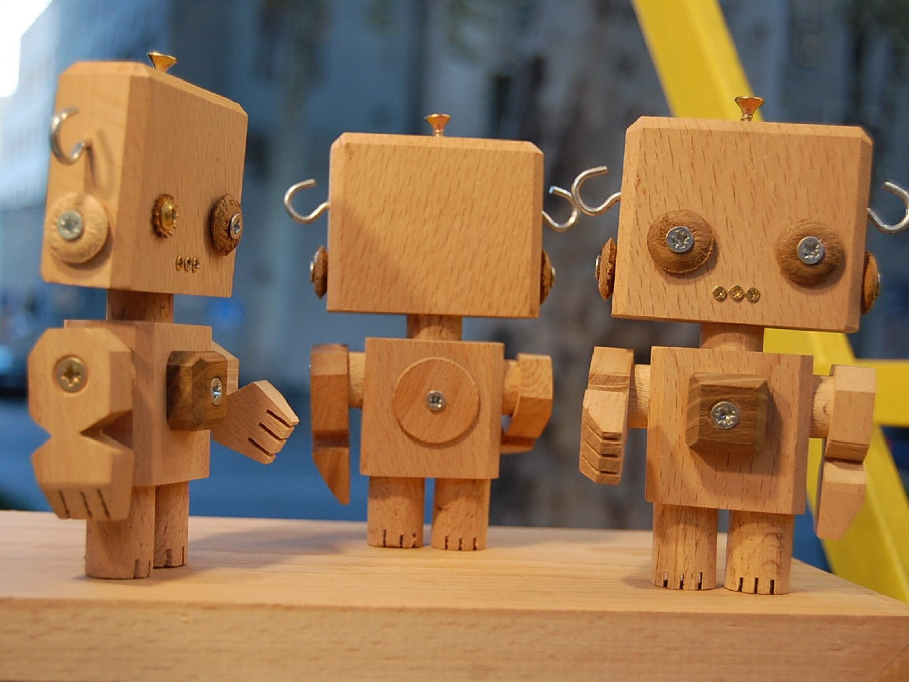 Wooden Robot Hand Made With Recycled Wood, Attach Gears, Bolts, Washers ...