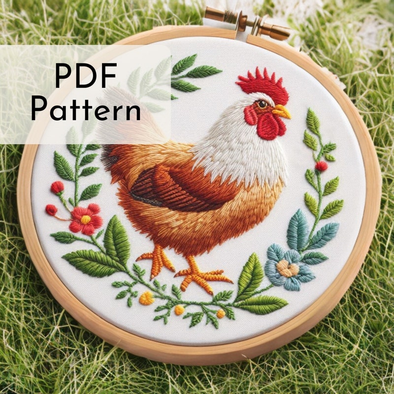 Chicken Embroidery - Etsy