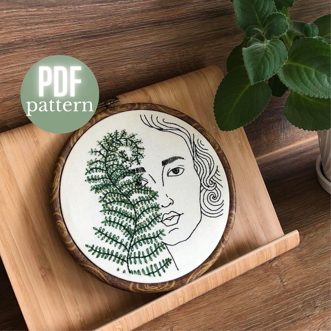 Fern Girl Hand Embroidery Pdf Pattern, Easy Bohemian Digital Tutorial ...