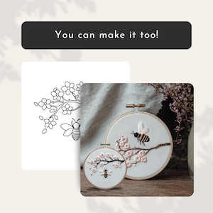 Bee Embroidery Pattern: Sakura Tree, Nature Lover Gift, Floral Blooming ...