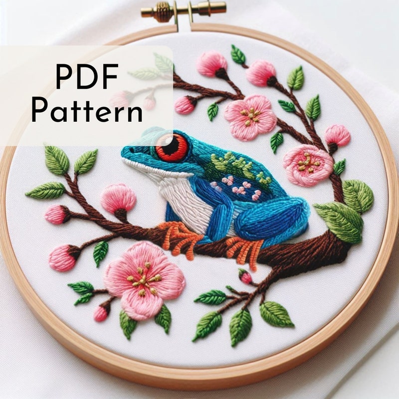 Frog Embroidery - Etsy