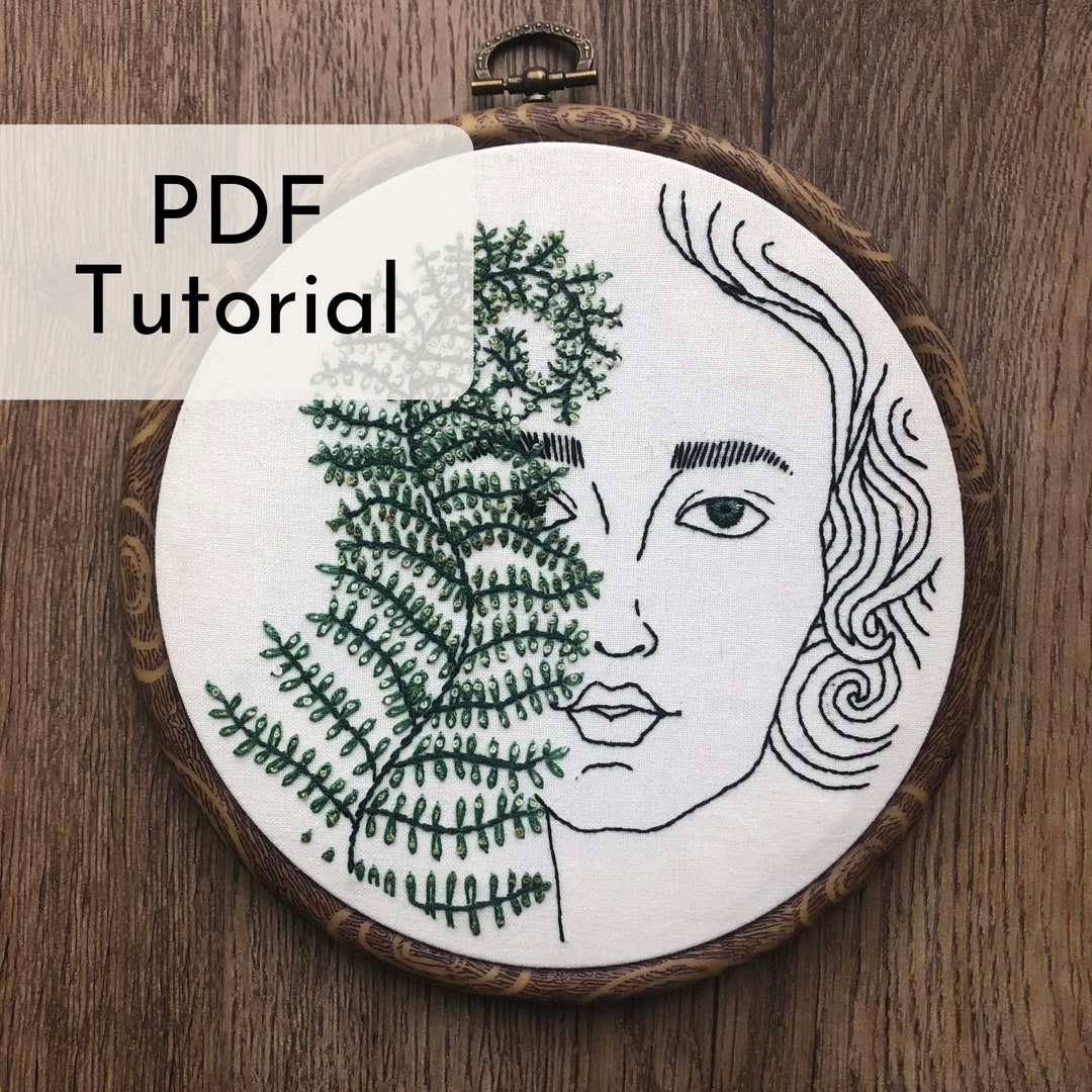 Fern Girl Step-by-step Embroidery Pattern Bohemian Decor Nature ...