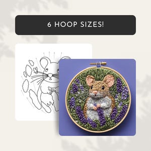 Little Mouse Embroidery Pattern: Lavender Field, Whimsical Floral ...