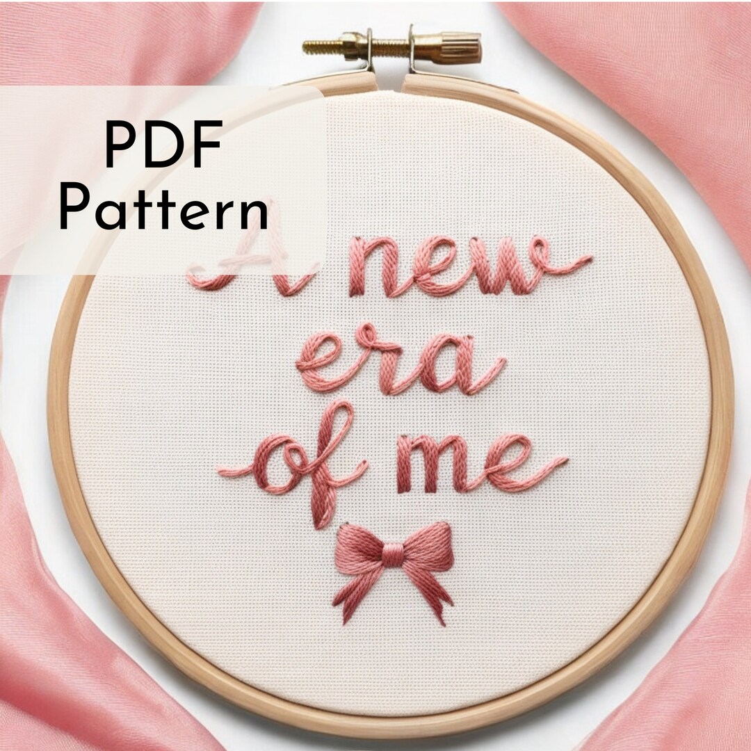 A New Era of Me Embroidery Pattern: Pink Bow, Hand Embroidery, Beginner ...