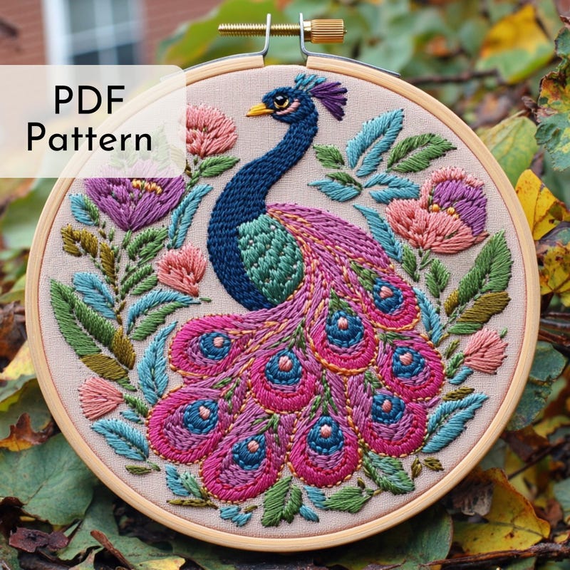 Peacock Embroidery - Etsy