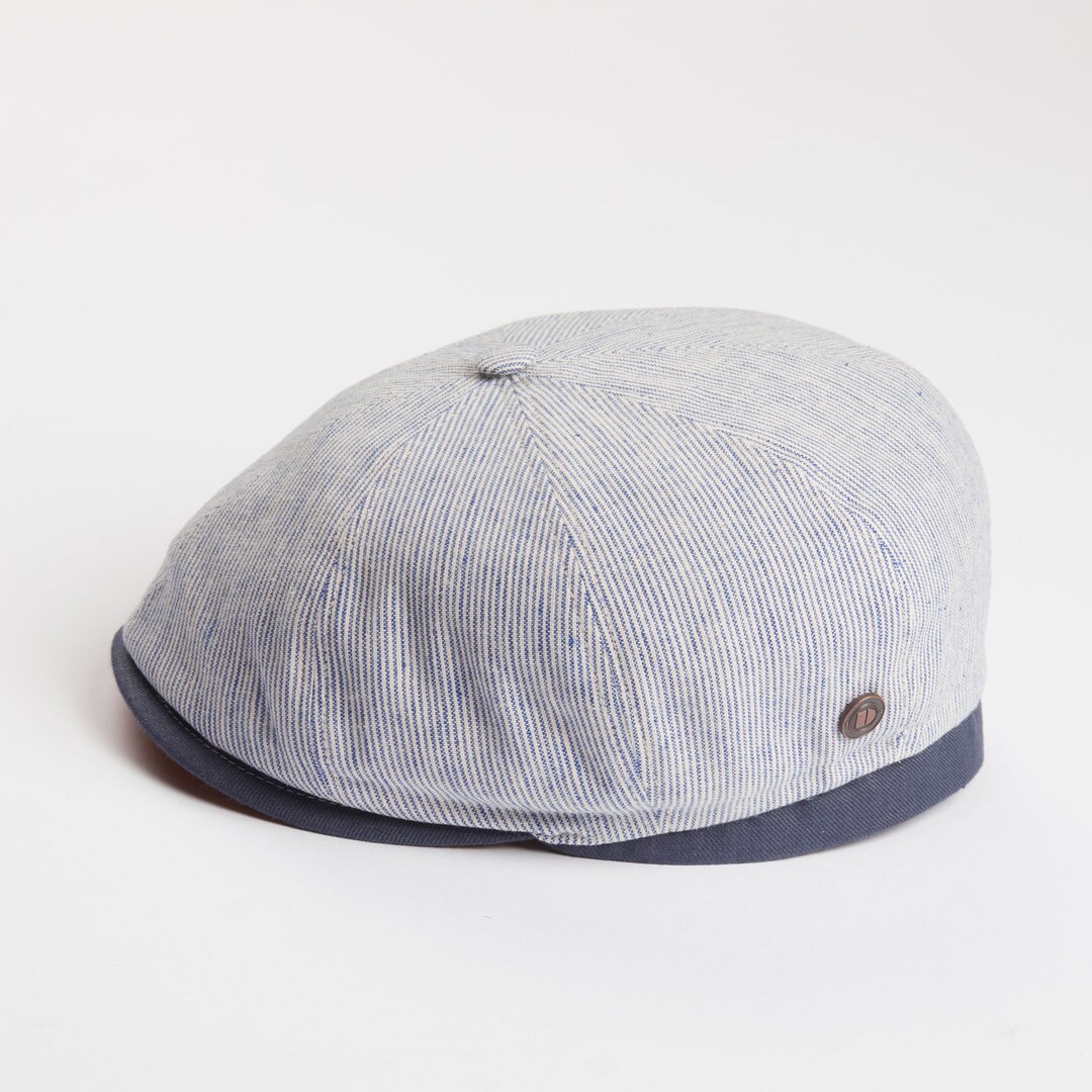 Raggie Blue Linen/cotton Summer Italian Flat Cap for Men - Etsy